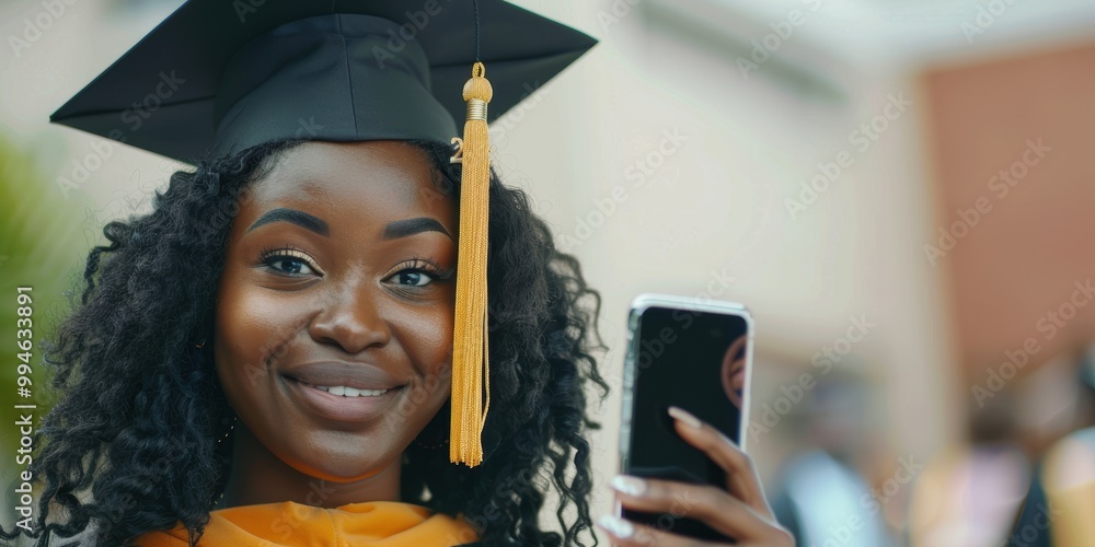 Celebrating graduation, a woman proudly holds her certificate, sharing ...