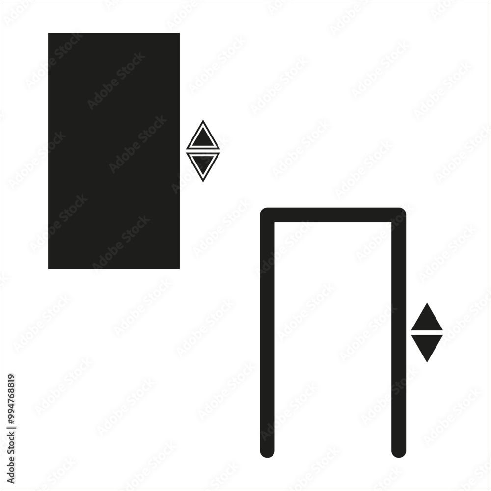 Elevator door icon. Up and down arrow symbol. Simple black outline ...