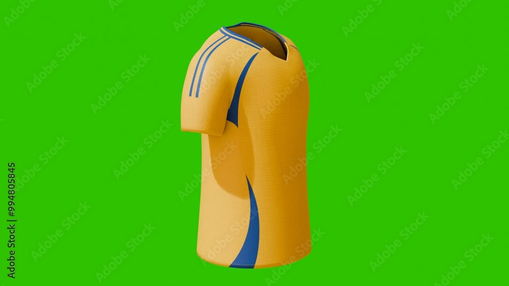 3D animation football jersey rotating 360 degree. Sport t-shirt with V ...