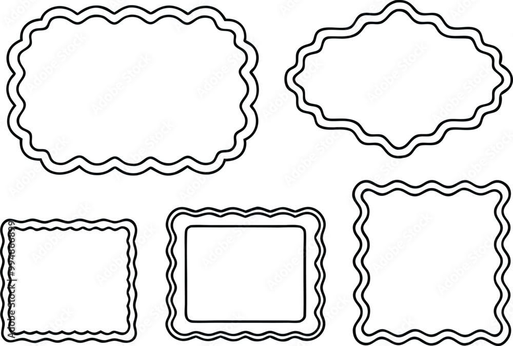 Set of arch and double arc, rectangle and square, oval and circle ...