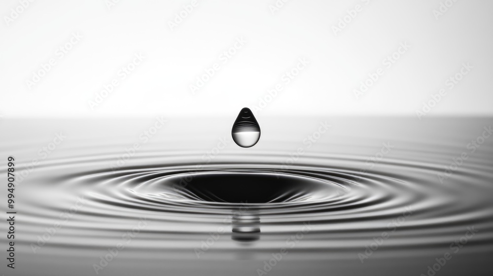 Water Drop Impacting Surface Creating Ripples and Concentric Circles Stock Illustration | Adobe ...
