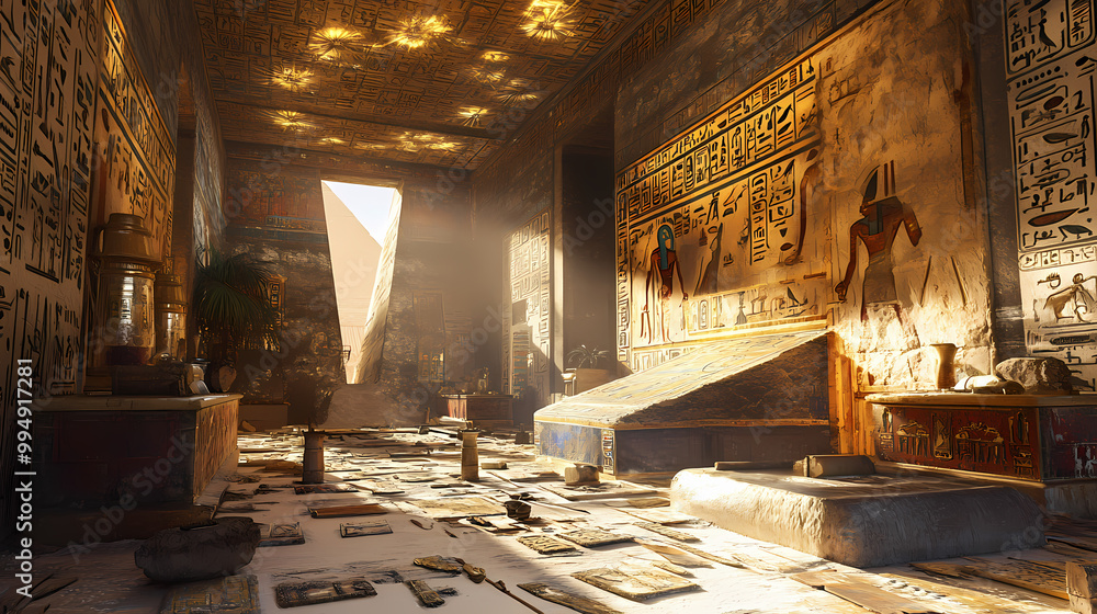 Ai generated image of inside an ancient egyptian pyramid, with various ...
