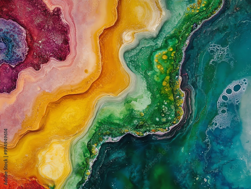 Aerial view of a whimsical culinary landscape, where edible mountains ...