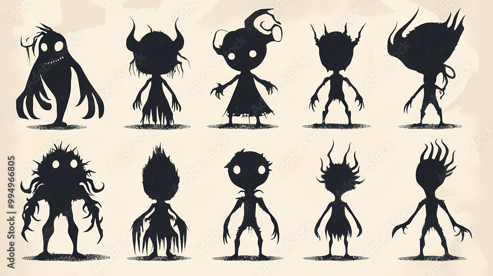 Shadow puppets vinyl doll creature sprite sheet front and side view ...