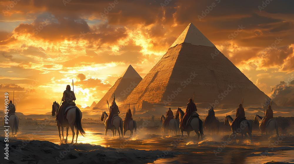 Pyramids in ancient egypt during the flooding of the nile. Ancient ...