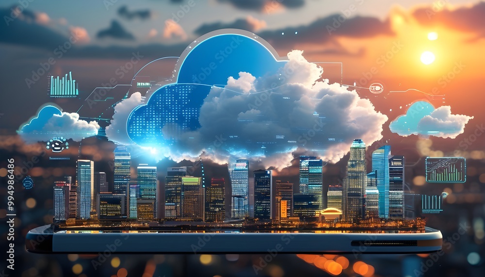 Futuristic Graphic Showcasing AI Integration and Data Management Solutions for Cost-Effective ...