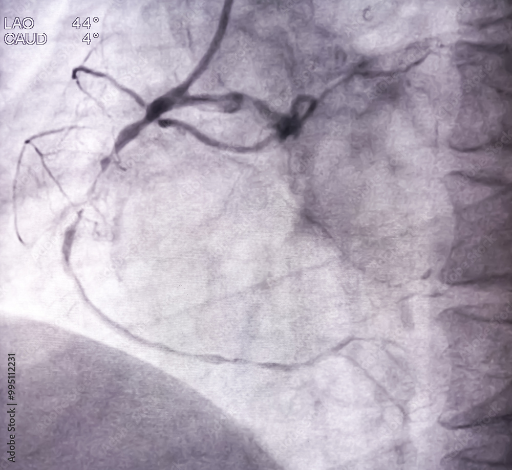 Coronary angiogram of right coronary artery during cardiac ...