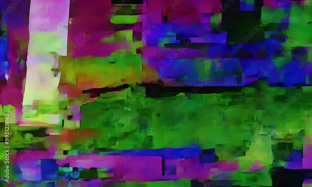 Animated static noise and glitch errors represent bad interference ...