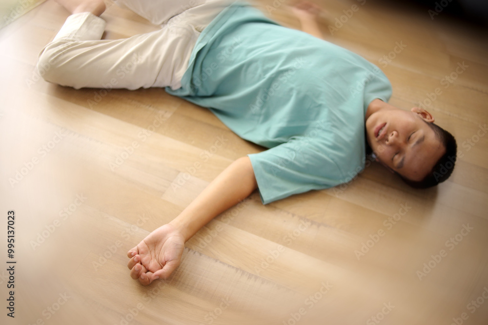 Man Passing Out Accident Fainting and Falling on Floor Stock Photo ...