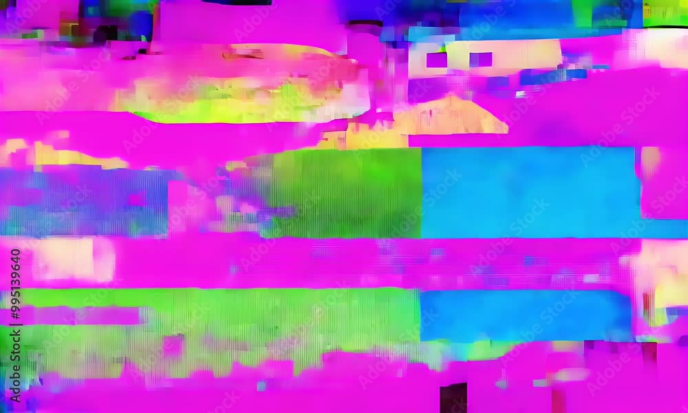 Static noise and glitch errors dominate this animated video, creating a ...