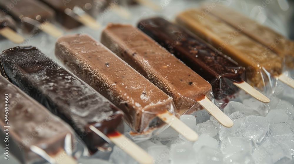 Ice Cream Bars: Frozen, individually wrapped ice cream bars in various ...
