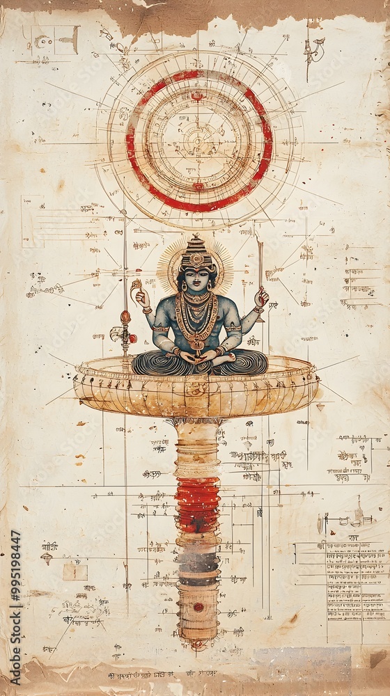 A majestic digital showcasing the divine and serene scene of Lord ...