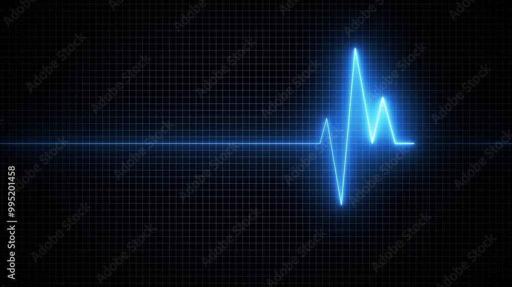Glowing heartbeat line icon animation. Electrocardiogram shows heart ...