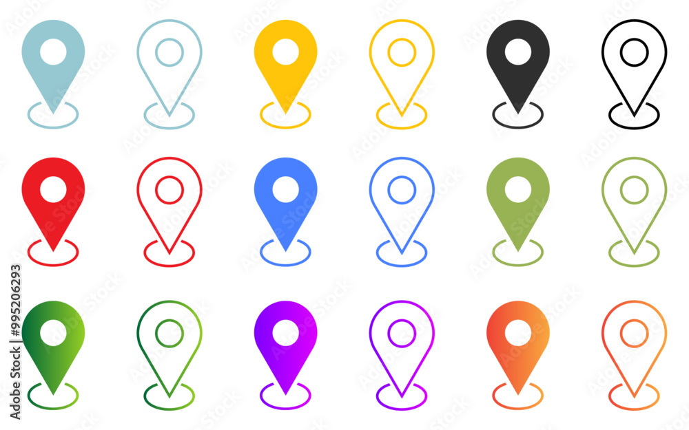 Location icon colorful icons map pointer pin sign symbol outline ...