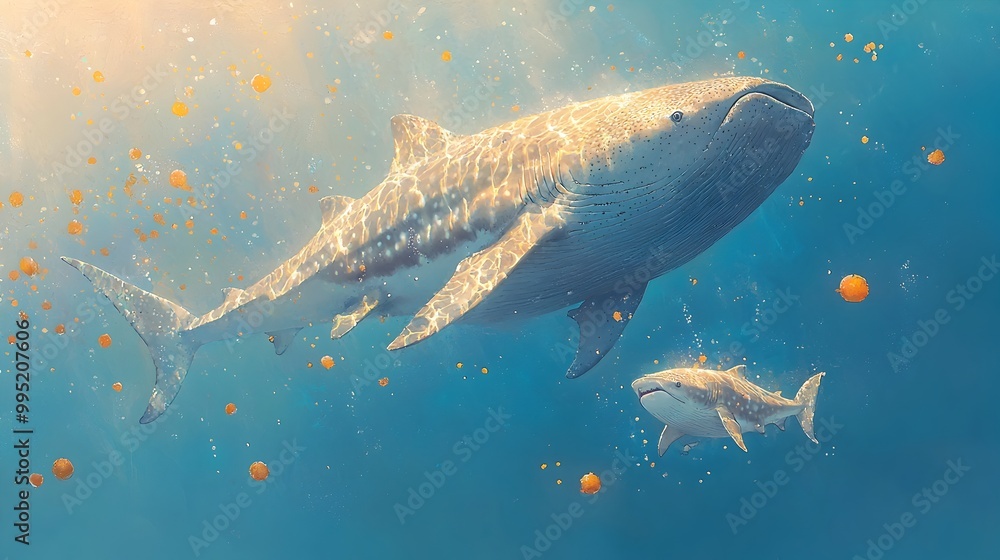 Breathtaking scene of a rare mother whale shark and her baby calf ...