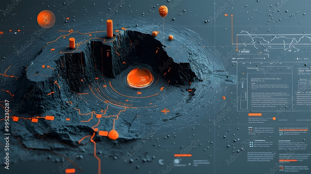 Detailed Visualization of an Underwater Earthquake Event Displayed on a ...