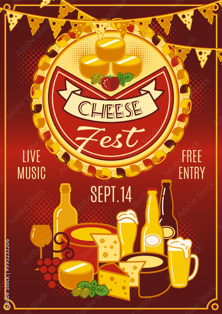 Vertical advertising poster, template for Cheese Festival, fest, event ...