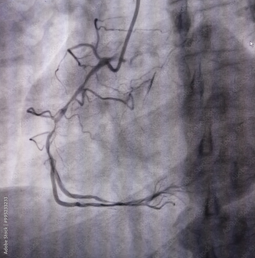 Coronary angiogram of right coronary artery during cardiac ...