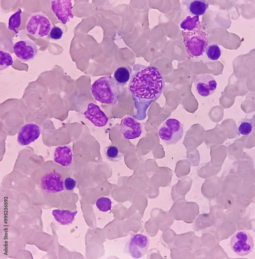 Bone marrow study, microscopically show increased megakaryocytes and ...