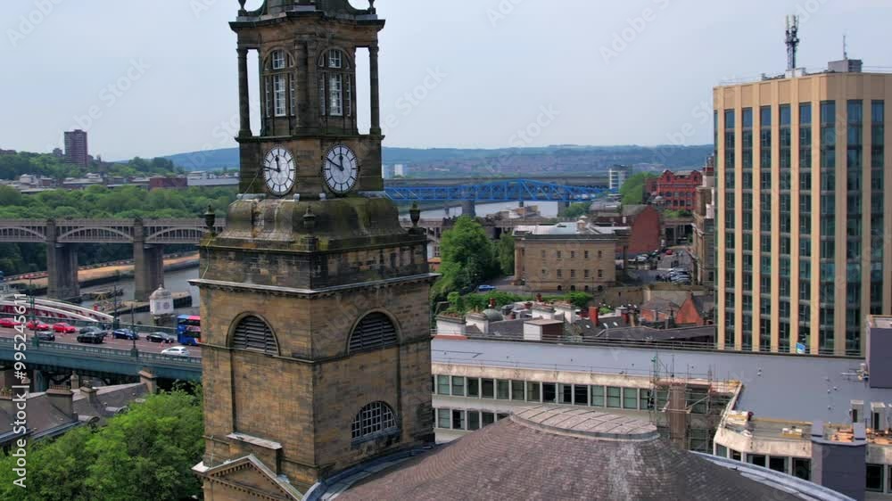 Drone footage of Newcastle’s historic clock tower and iconic bridges ...