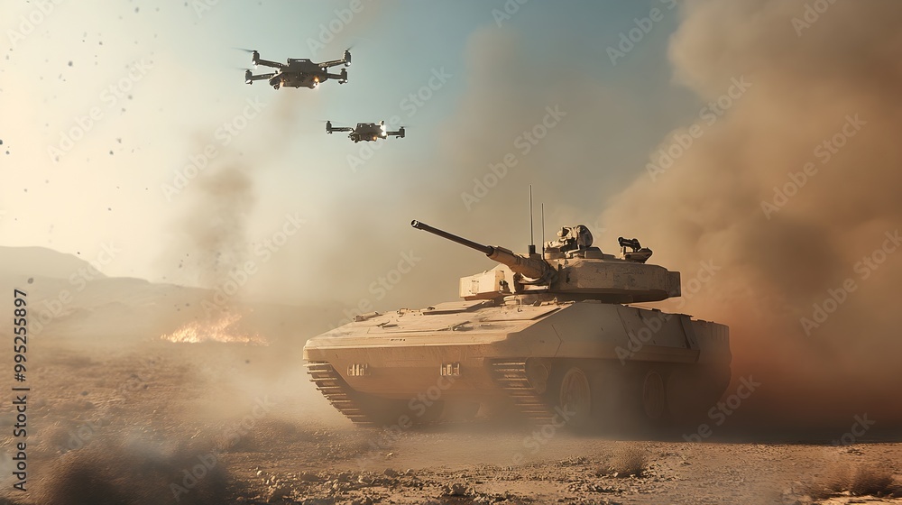 Tank Deploying Smoke Screens and Flares as Anti Drone Countermeasures ...