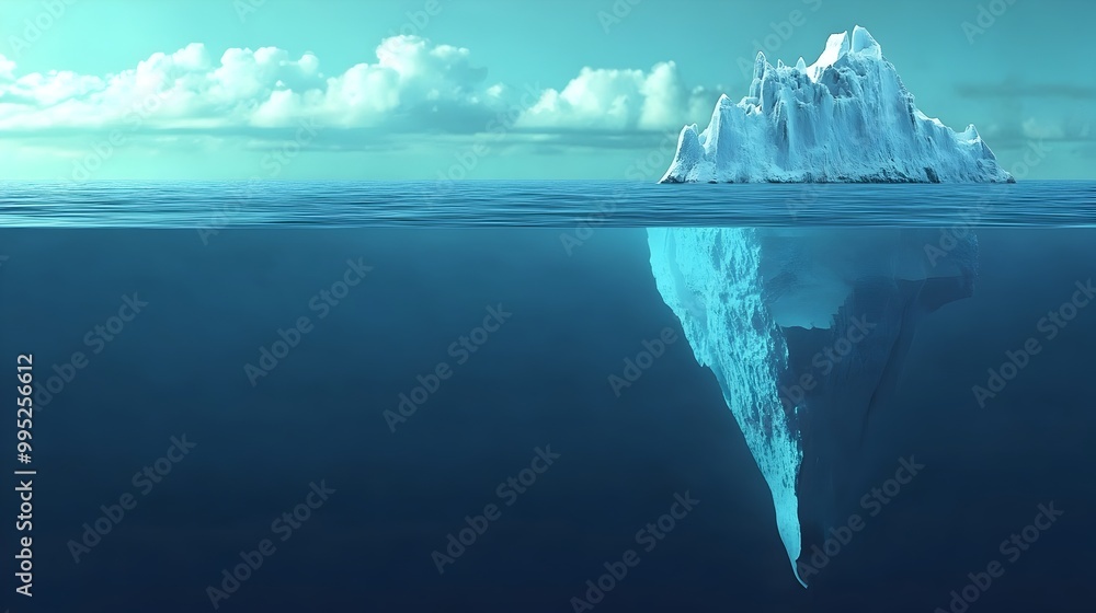 Underwater Iceberg Revealing Its Vast Frozen Majesty Hidden Below the ...
