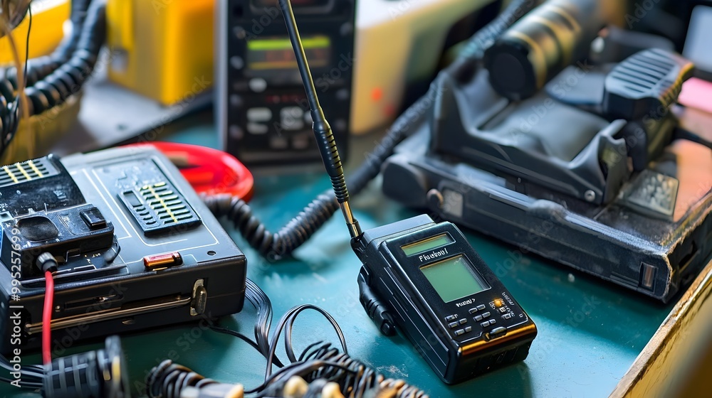 Walkie Talkie Devices Tuned to Shared Communication Frequency for ...