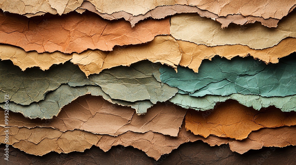 Torn paper textures layered over each other, creating an abstract ...