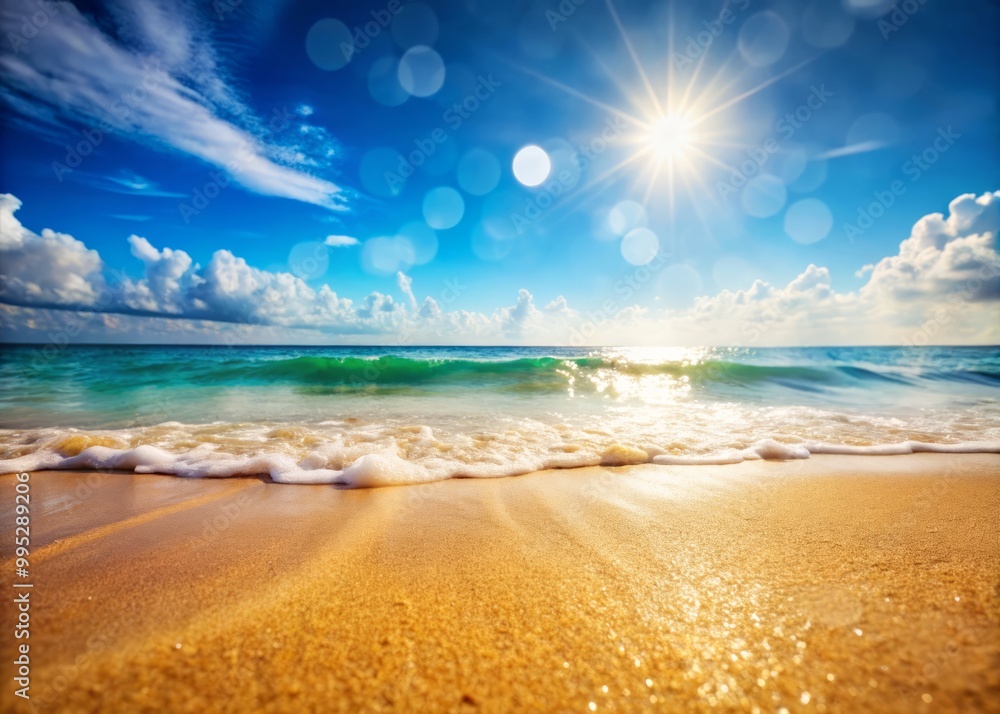 Relaxing beach scene with sand between toes, calming waves, and sunny ...