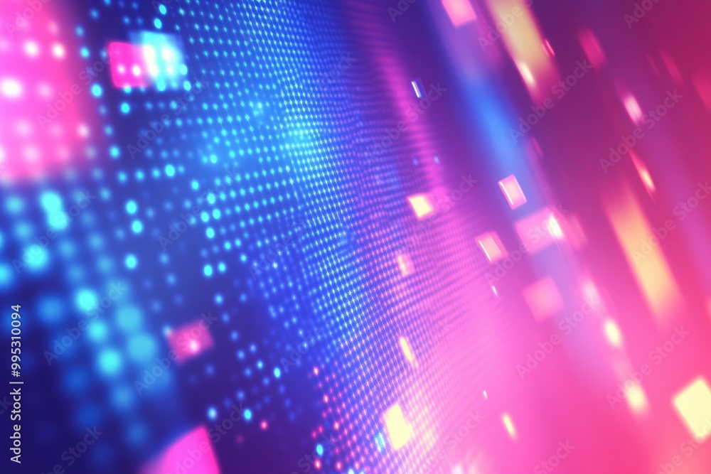 Vibrant background featuring a square pixel grid with flares and ...