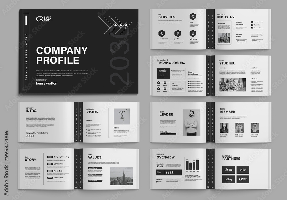 Landscape Company Profile Layout Stock Template | Adobe Stock