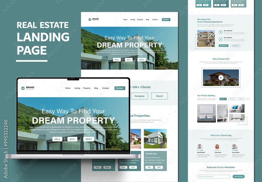 Elegant Responsive Real Estate Landing Page Stock Template | Adobe Stock