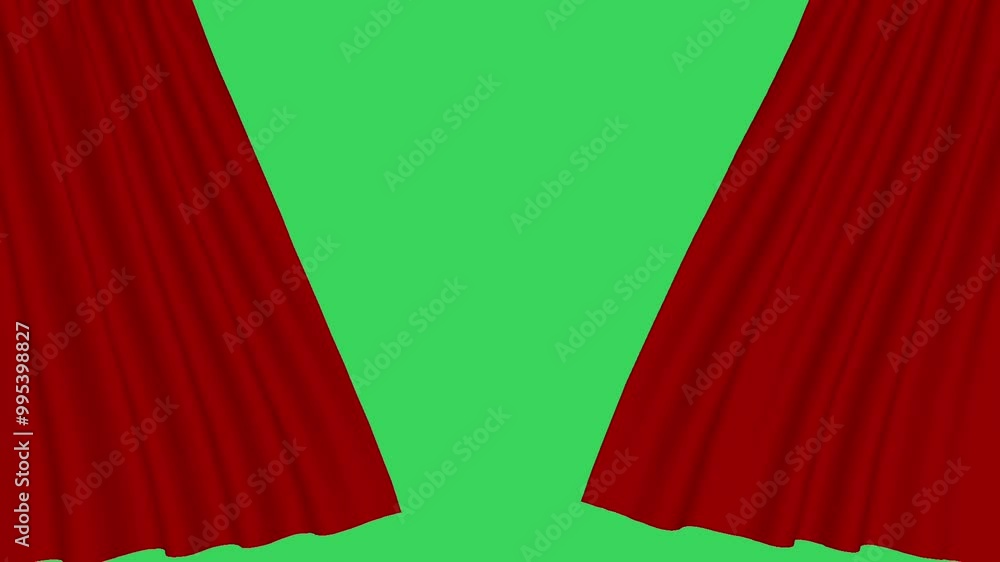 red curtain animation with green screen, animated curtain in red with ...