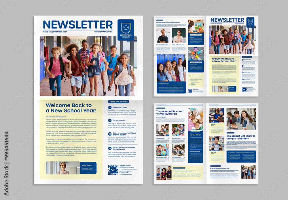 School Newsletter Newspaper Layout Stock Template | Adobe Stock