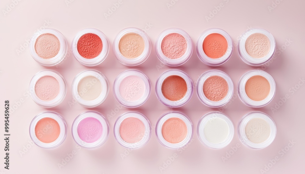 A creative display of invisible powder swatches, with hyaluronic acid ...