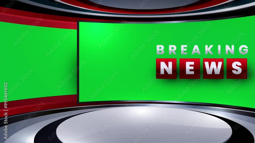Professional virtual news studio green screen background for broadcast ...