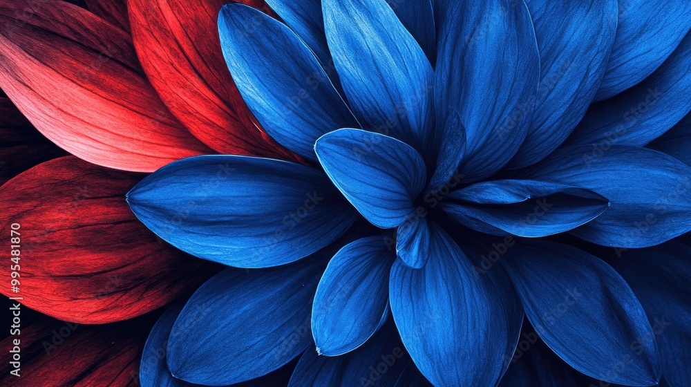 Striking vibrant flower petals in duotone colors, captured in a ...