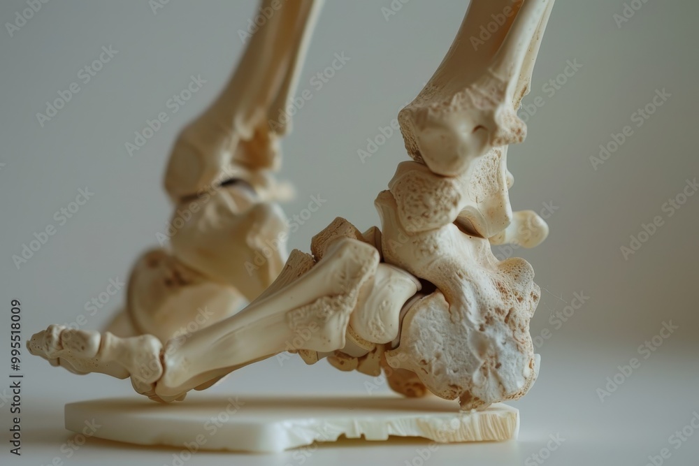 Detailed anatomical model of a human foot showcasing bones, cartilage ...