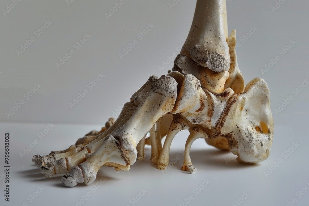 Detailed anatomical model of a human foot showcasing bones, cartilage ...