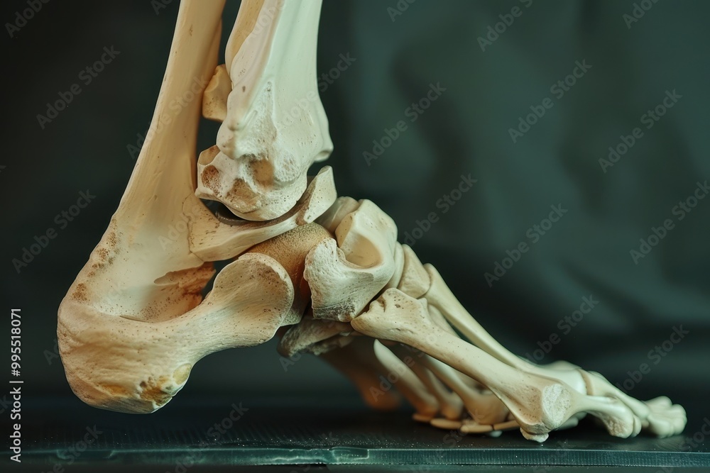 Detailed anatomical model of a human foot showcasing bones, cartilage ...