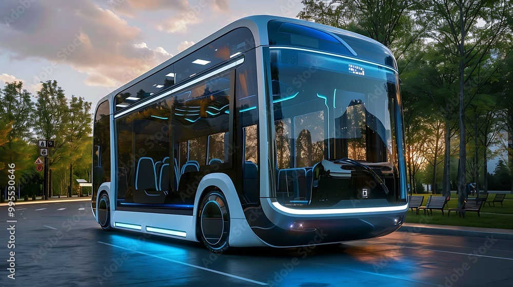 Futuristic electric bus concept showcasing a modern design and ...