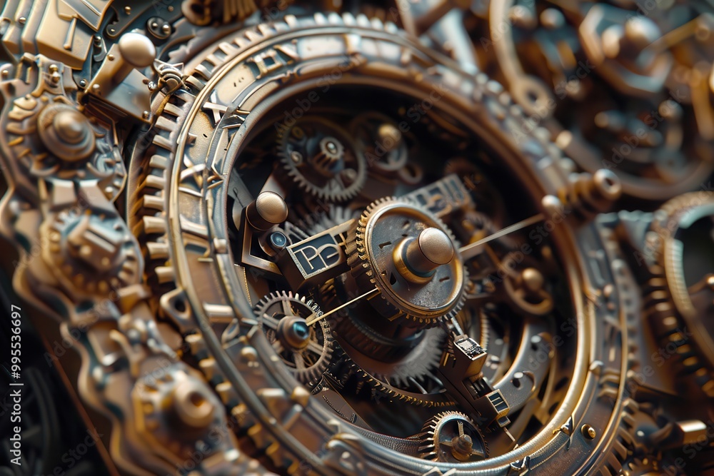 Intricate close-up of a vintage clock mechanism showcasing detailed ...
