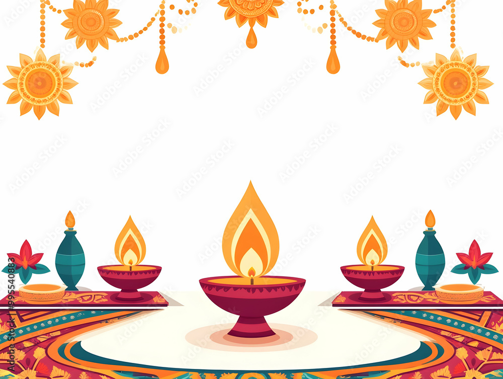 Festive Flat Diya and Rakhi Frame with Copy Space for Bhai Dooj Modern ...