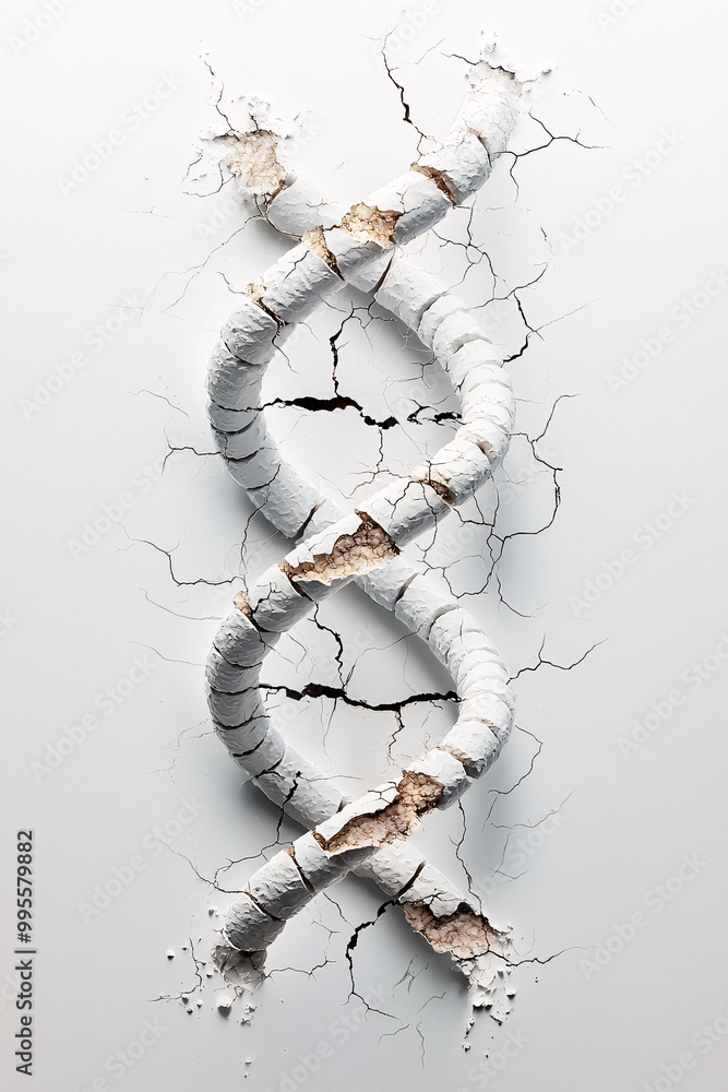 Generational trauma represented as visual cracks in DNA strands, slowly ...