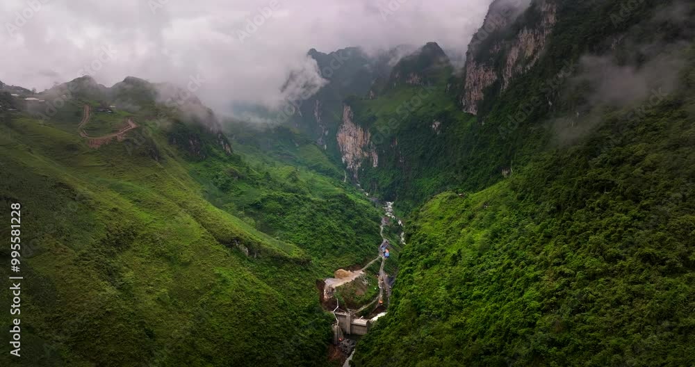Landscape Of River Dam In Lung Ho Over The Clouds In Ha Giang, Vietnam ...