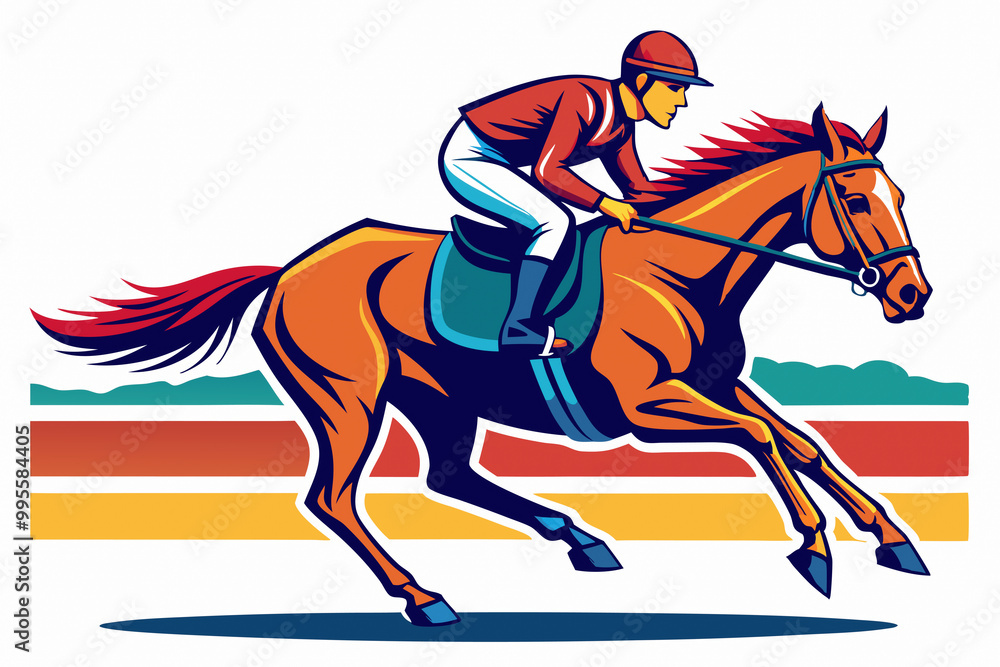 Champion Jockey Riding Horse to Finish Line – Perfect Stock ...