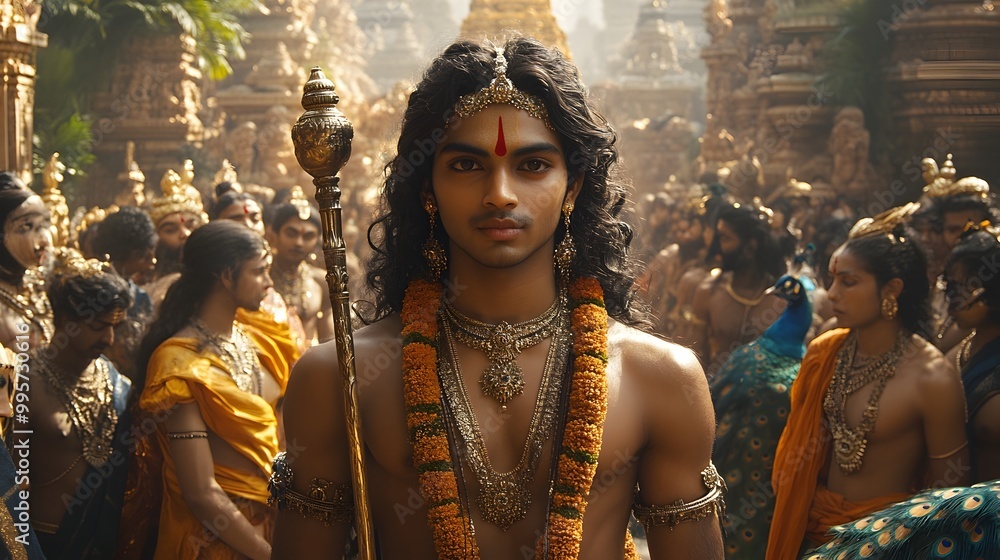 Mighty Lord Kartikeya the Hindu God of War Stands Tall with His Sacred ...
