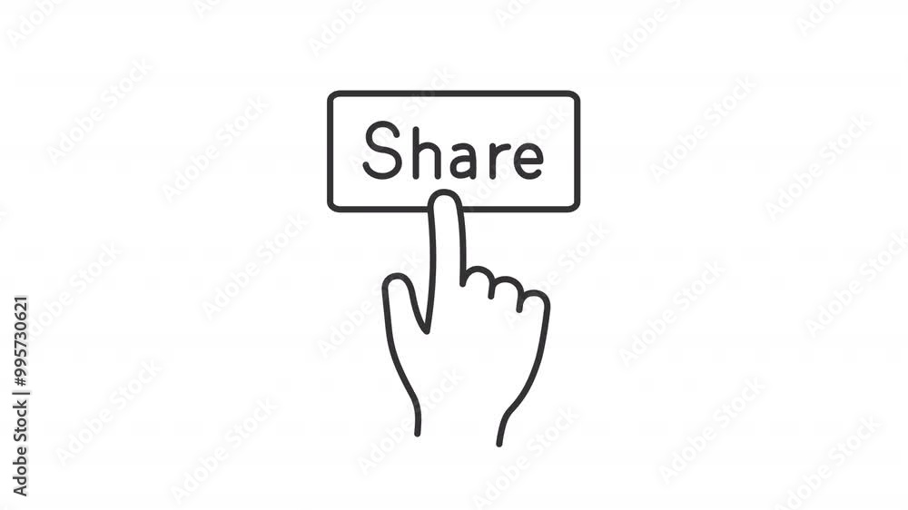 Pressing share button line animation. Social media audience animated ...