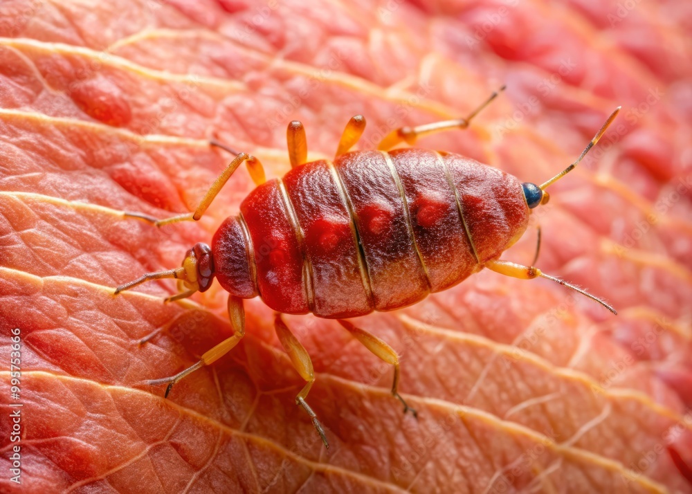 Zoomed-in on the back, the skin reveals several bed bug bites ...