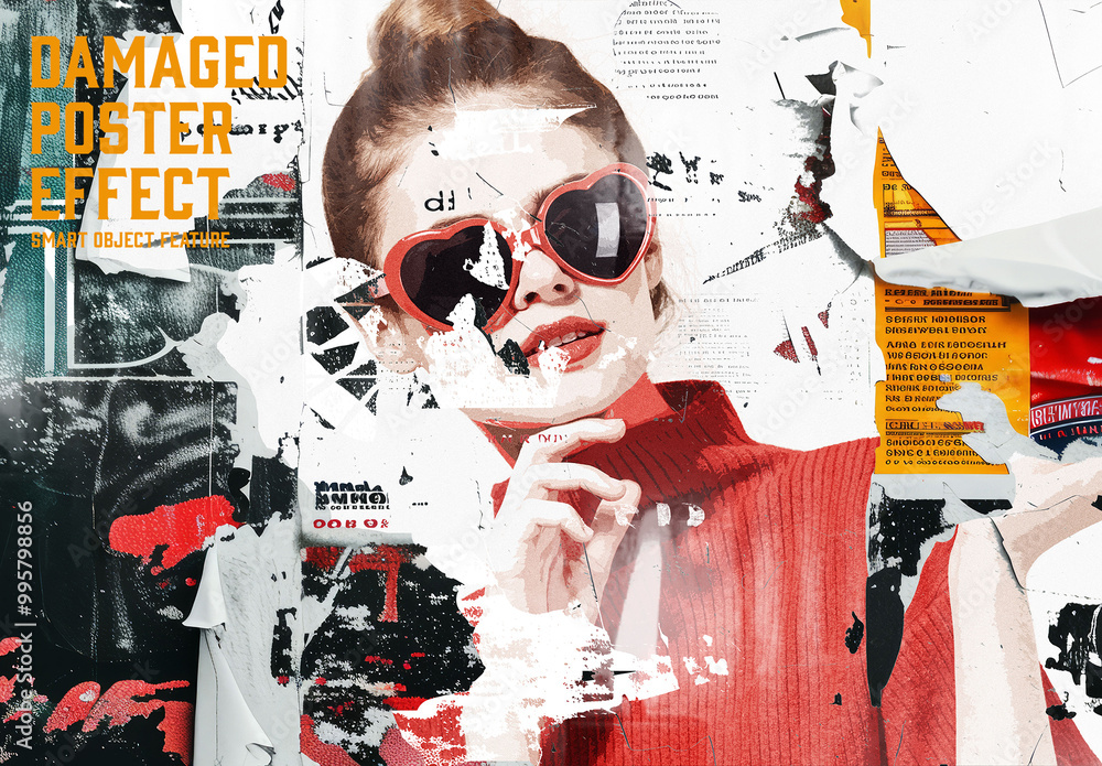 Damaged Poster Effect with Generative AI Stock Template | Adobe Stock